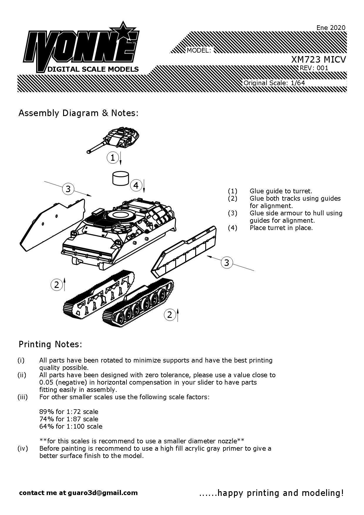 🪖 XM723 MICV Military Vehicle・ STL File for ・Cults